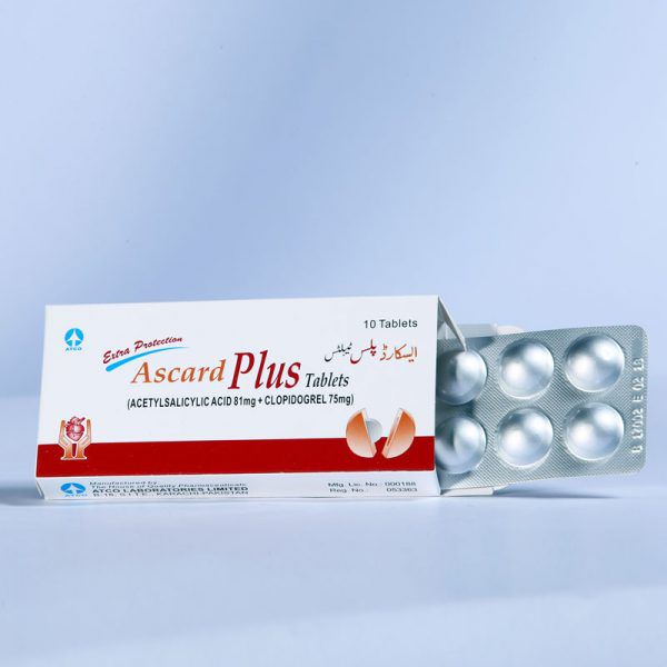 Ascard Plus (Aspirin/Clopidogrel) 81mg/75mg, 10 Ct - ATCO – Azeemi Medical